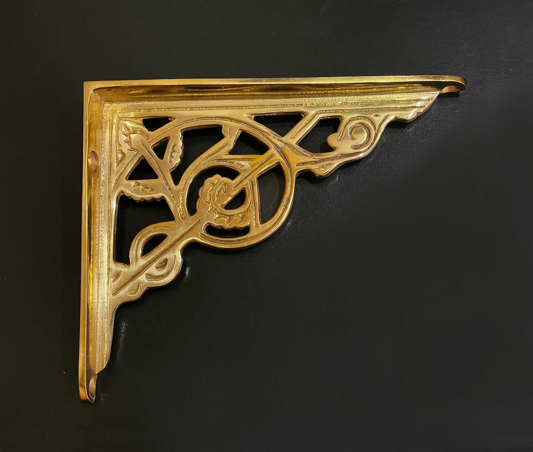 Victorian Brass Shelf Bracket 5x4 – Antique Wall Shelf Brackets, Solid ...