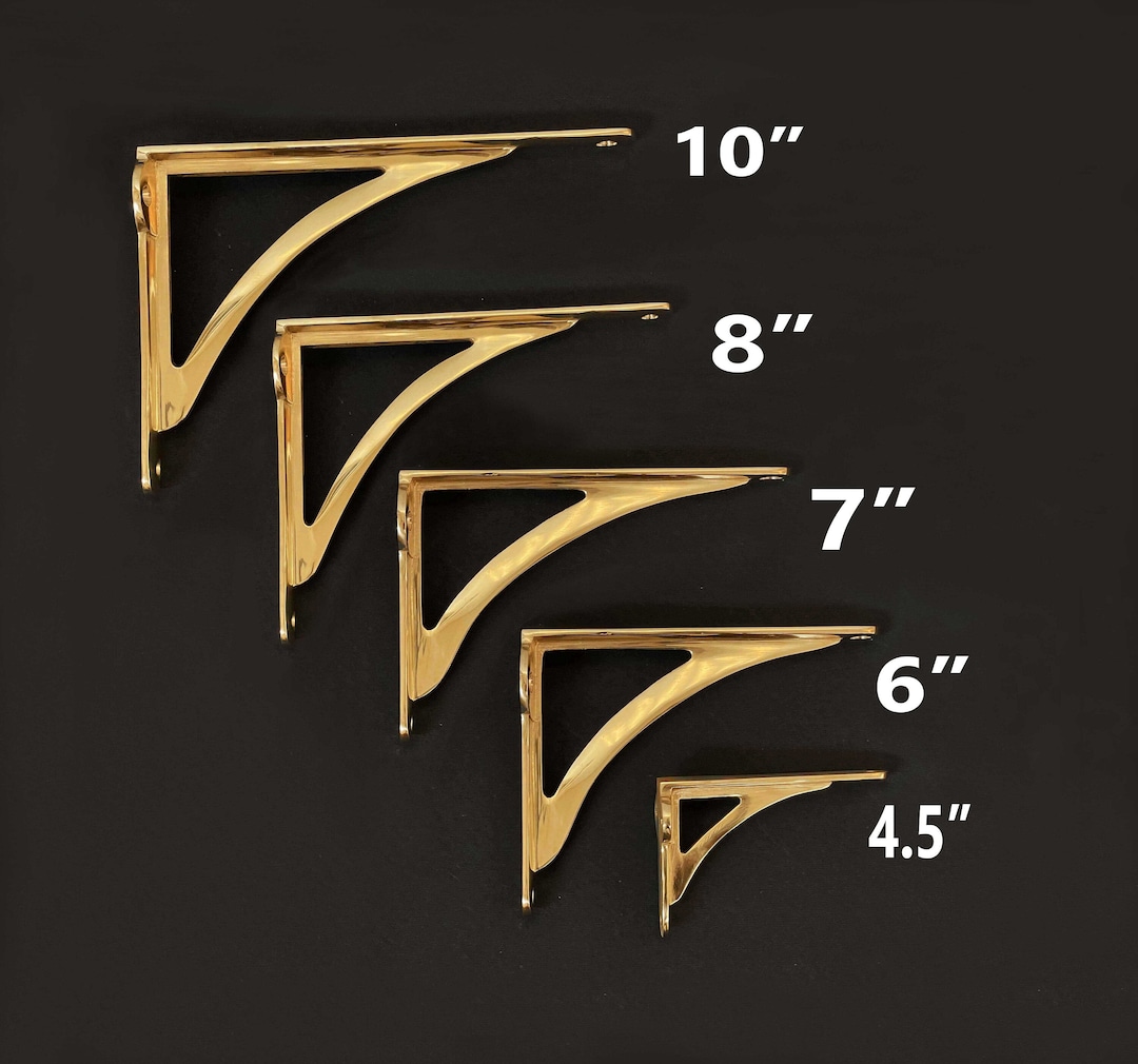 Unlacquered Brass Polished Arched Shelf Brackets | Heavy Solid Cast ...