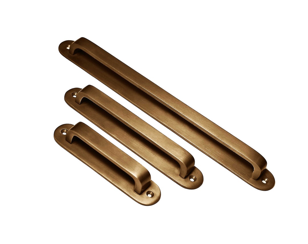 Antique Brass Handles With Round Backplate / Solid Brass Hardware ...