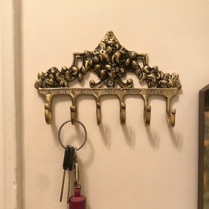 Antique Brass Victorian Floral Brass Hooks / Vintage Wall Hooks Hangers ...