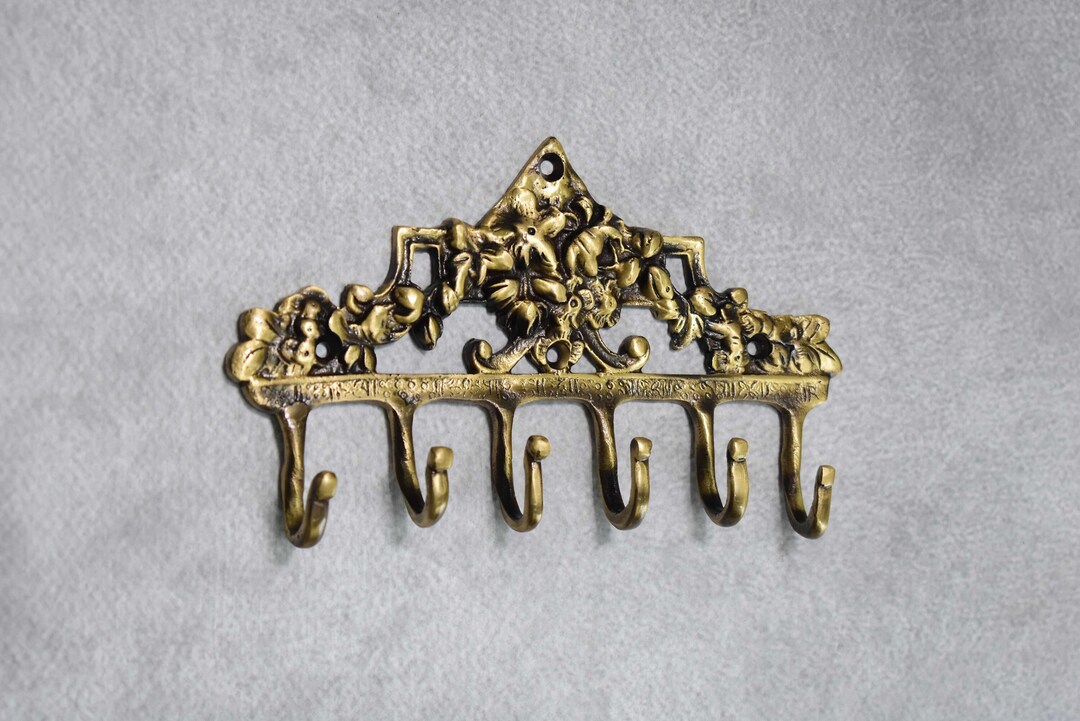 Antique Brass Victorian Floral Brass Hooks / Vintage Wall Hooks Hangers ...