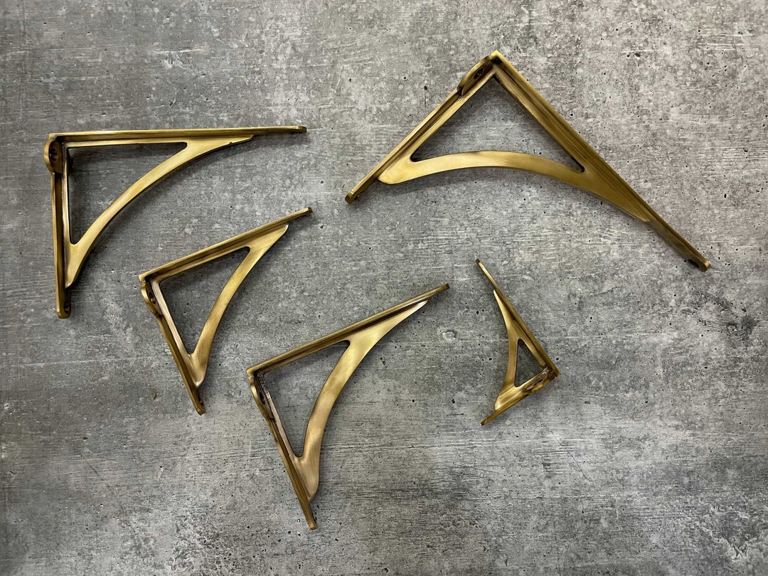 Antique Brass Arched Shelf Bracket | Lacquered Heavy Solid Cast Brass ...