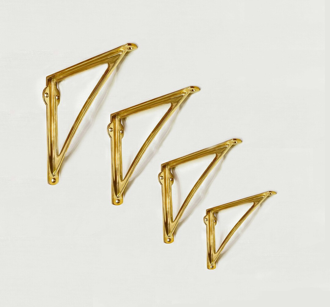 Brass Polished Ironbridge Shelf Brackets Heavy Solid Casted Brass Kitchen Book Toilet Wall Shelf