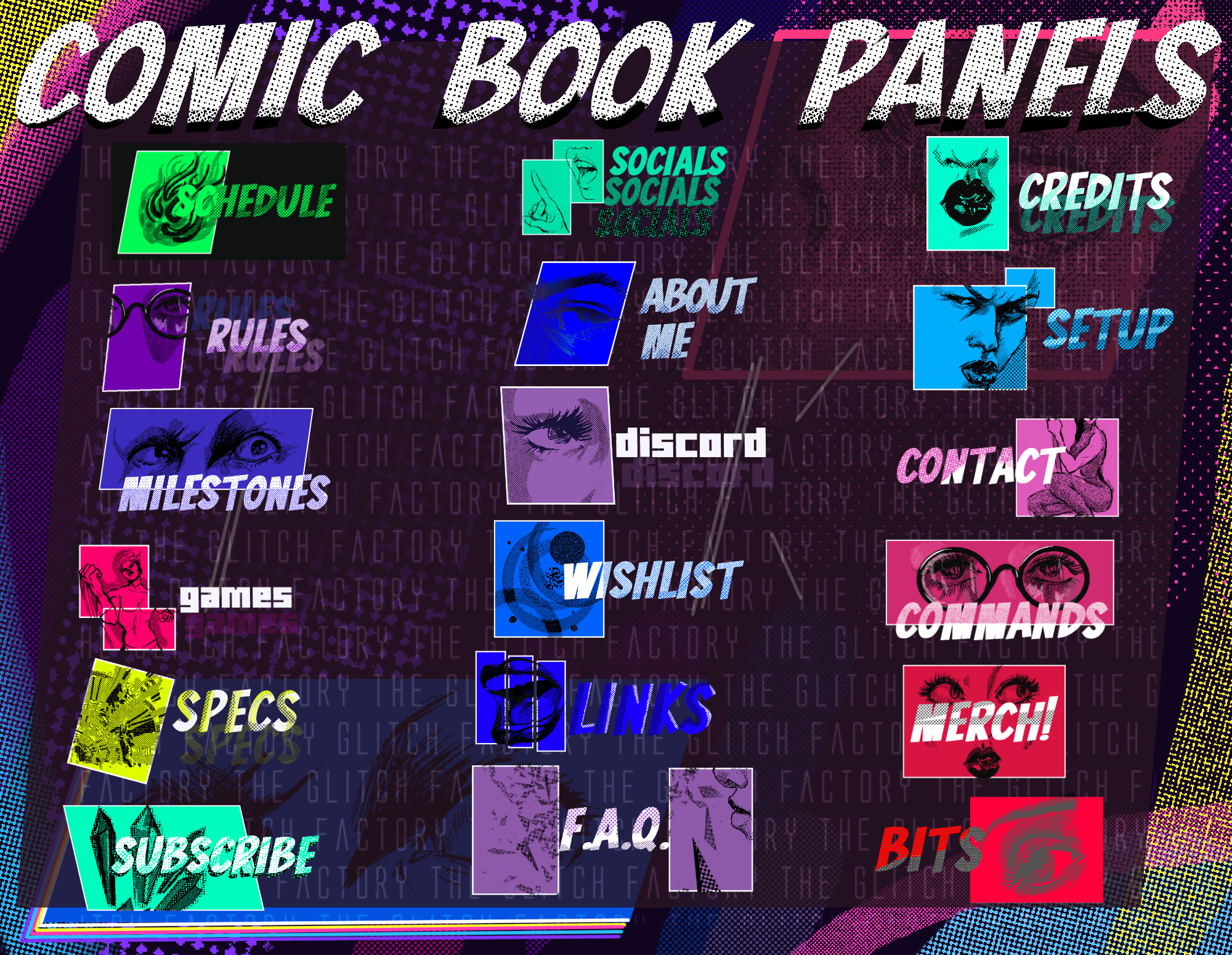 Comic Book Title Panels for Twitch, Website, Profile, Social Media ...