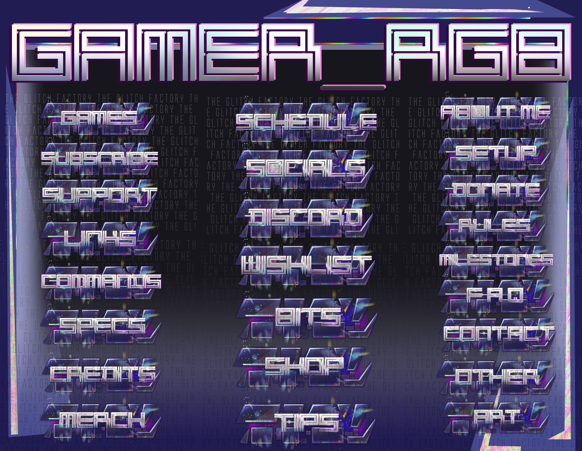 Gamer RGB Title Panels for Twitch, Website, Profile, Social Media ...