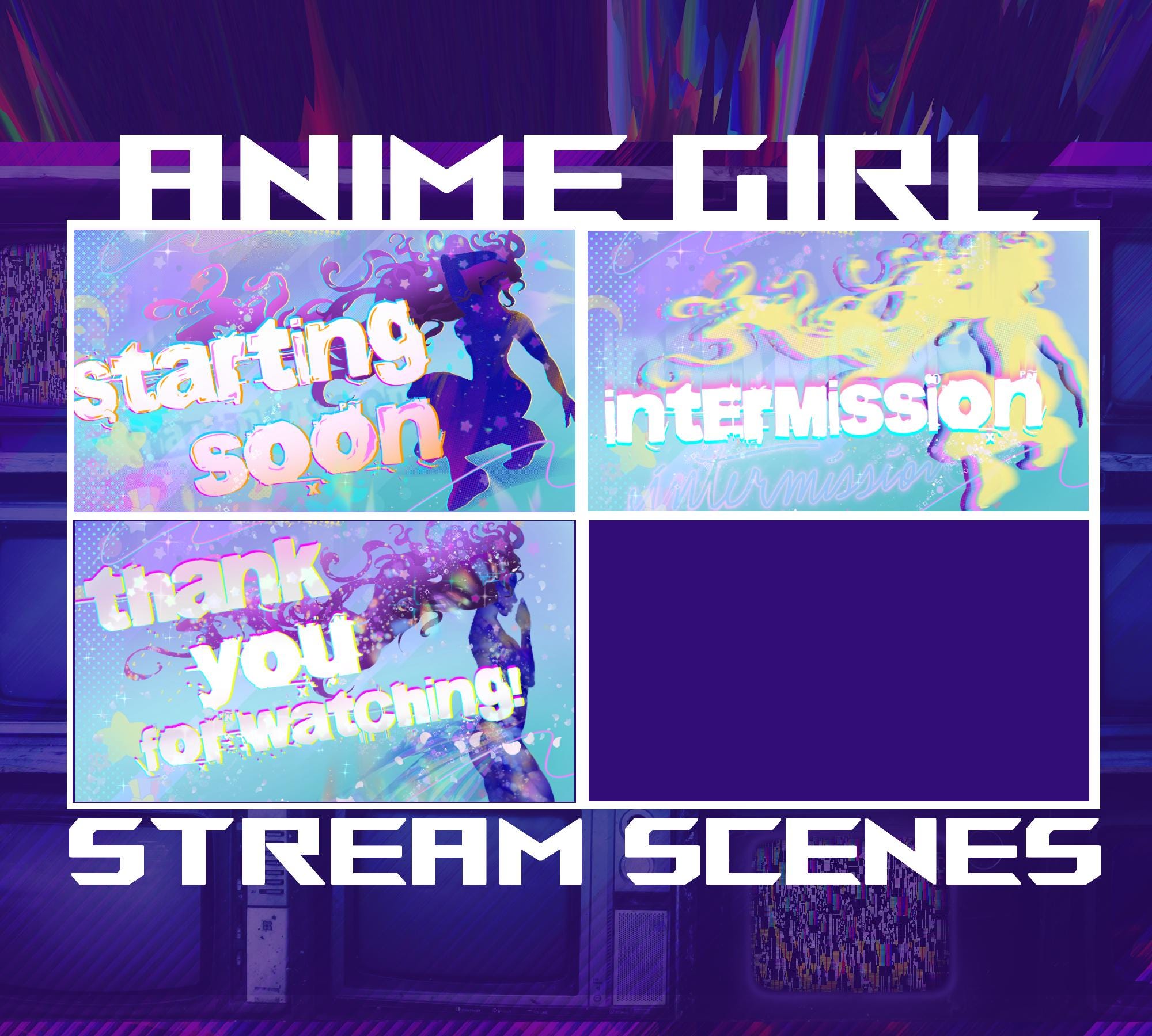 Anime Girl Heroine / Shero Stream Screen Scenes for Twitch, Website ...