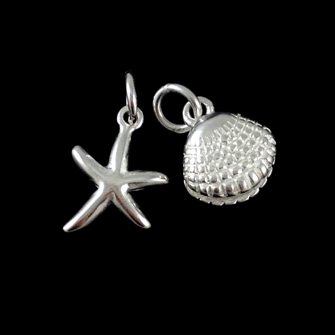 Sterling Silver Nautical Open Sea Shell & Star Fish Pendant - Etsy