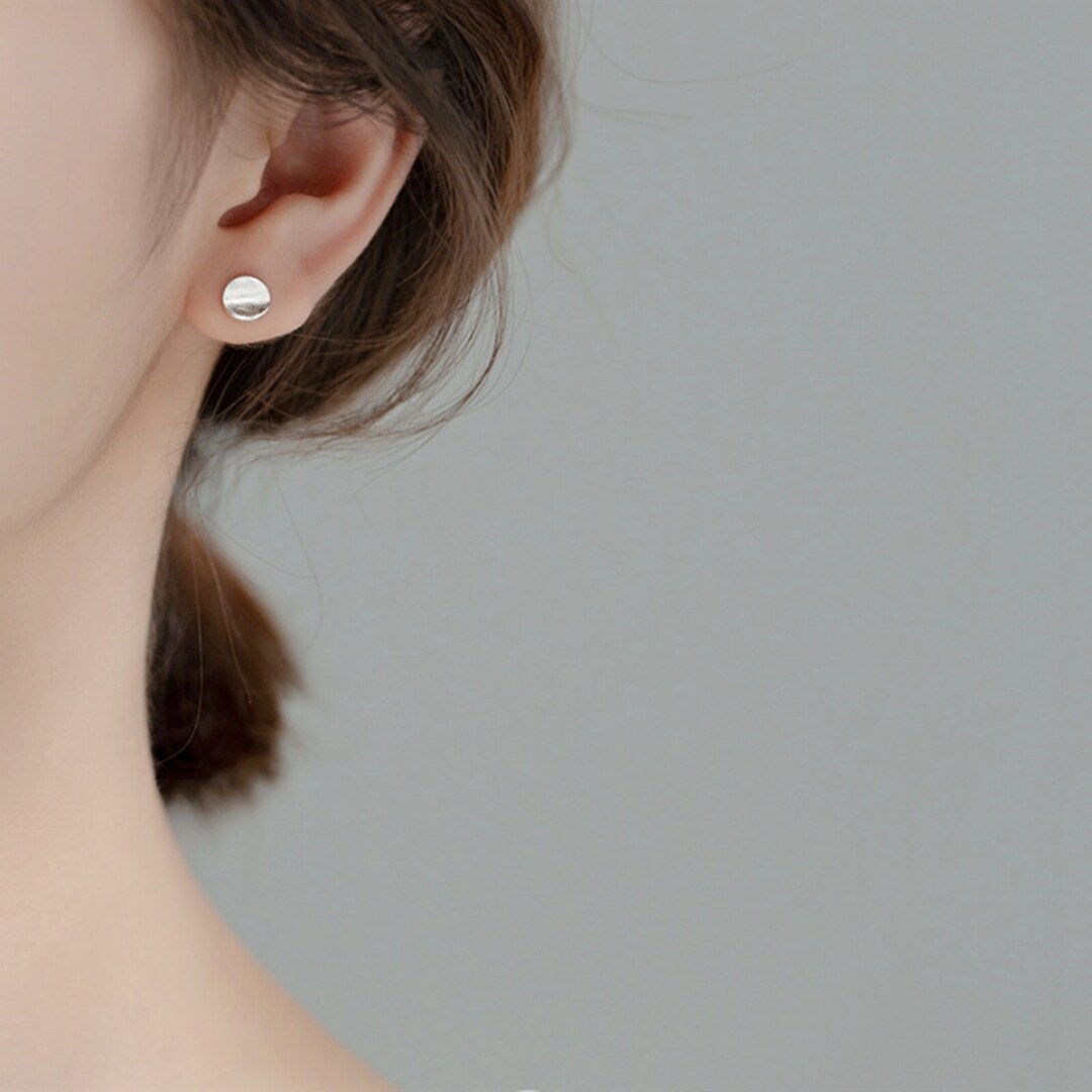 Sterling Silver 6mm Bent Dot Disc Circle Plain Brushed Round - Etsy