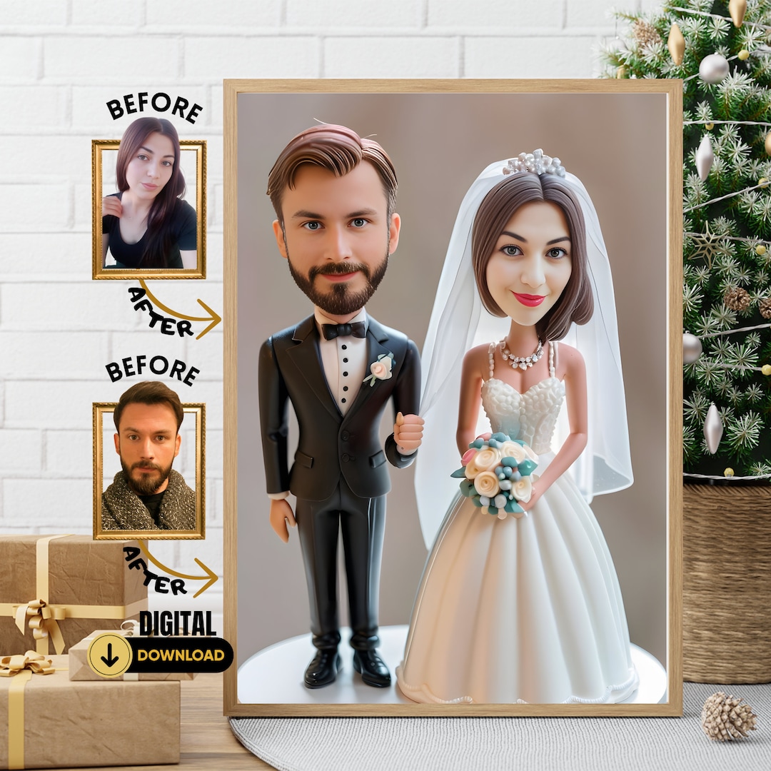 Personalized Wedding Caricature Portrait, Custom Couple Caricature ...