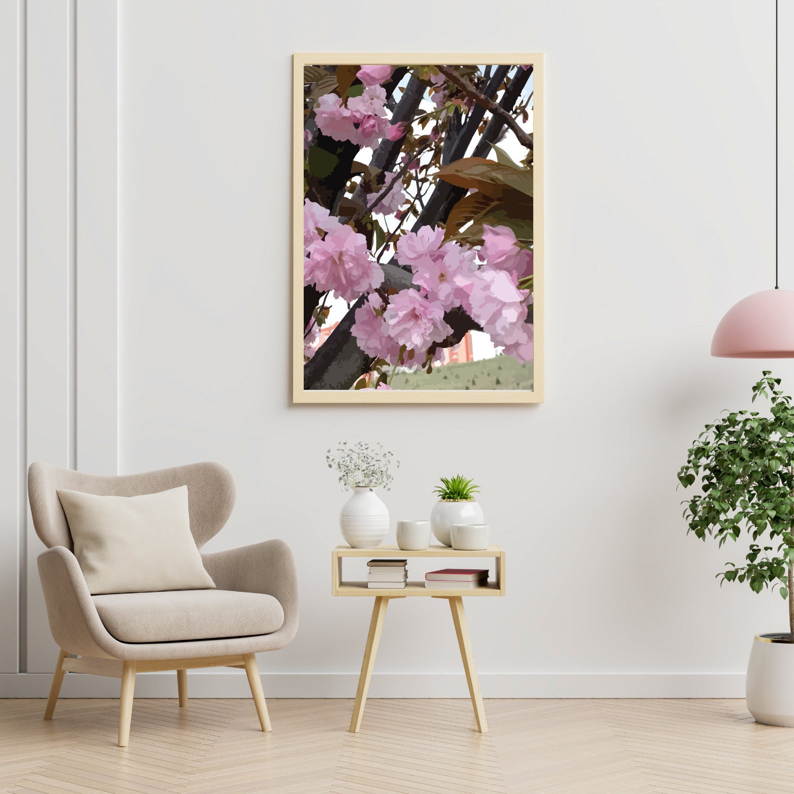 Printable Flower Wall Set, Cherry Blossom Wall Art Prints, Cherry ...