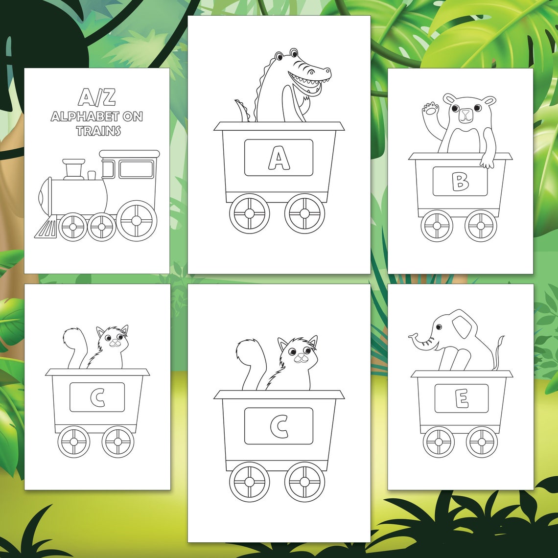 A-Z Alphabet on Train Coloring Pages for Kids and Preschoolers ...