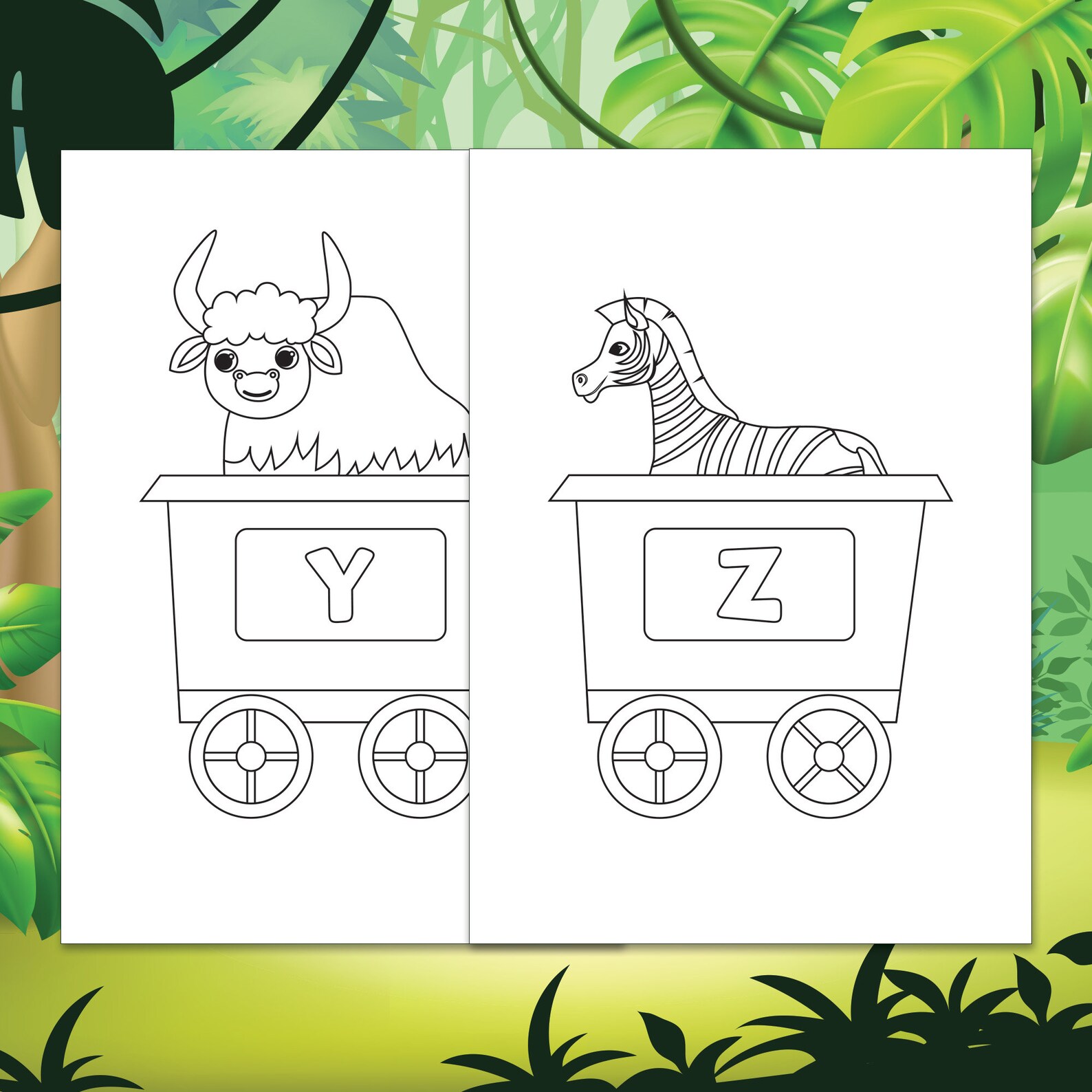 A-Z Alphabet on Train Coloring Pages for Kids and Preschoolers ...