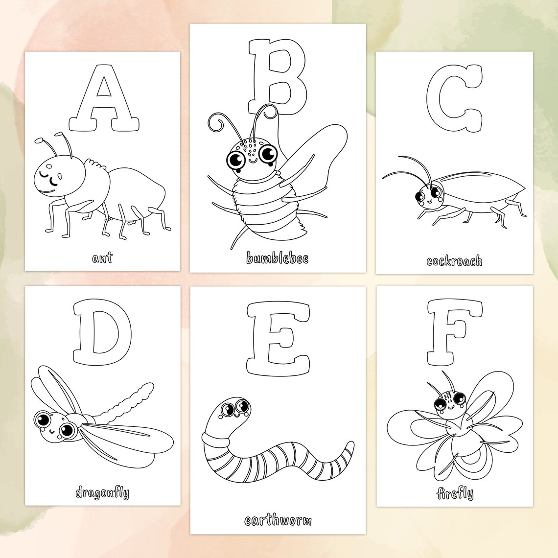 A-Z Insects Coloring Pages for Toddlers and Preschoolers - Printable A ...