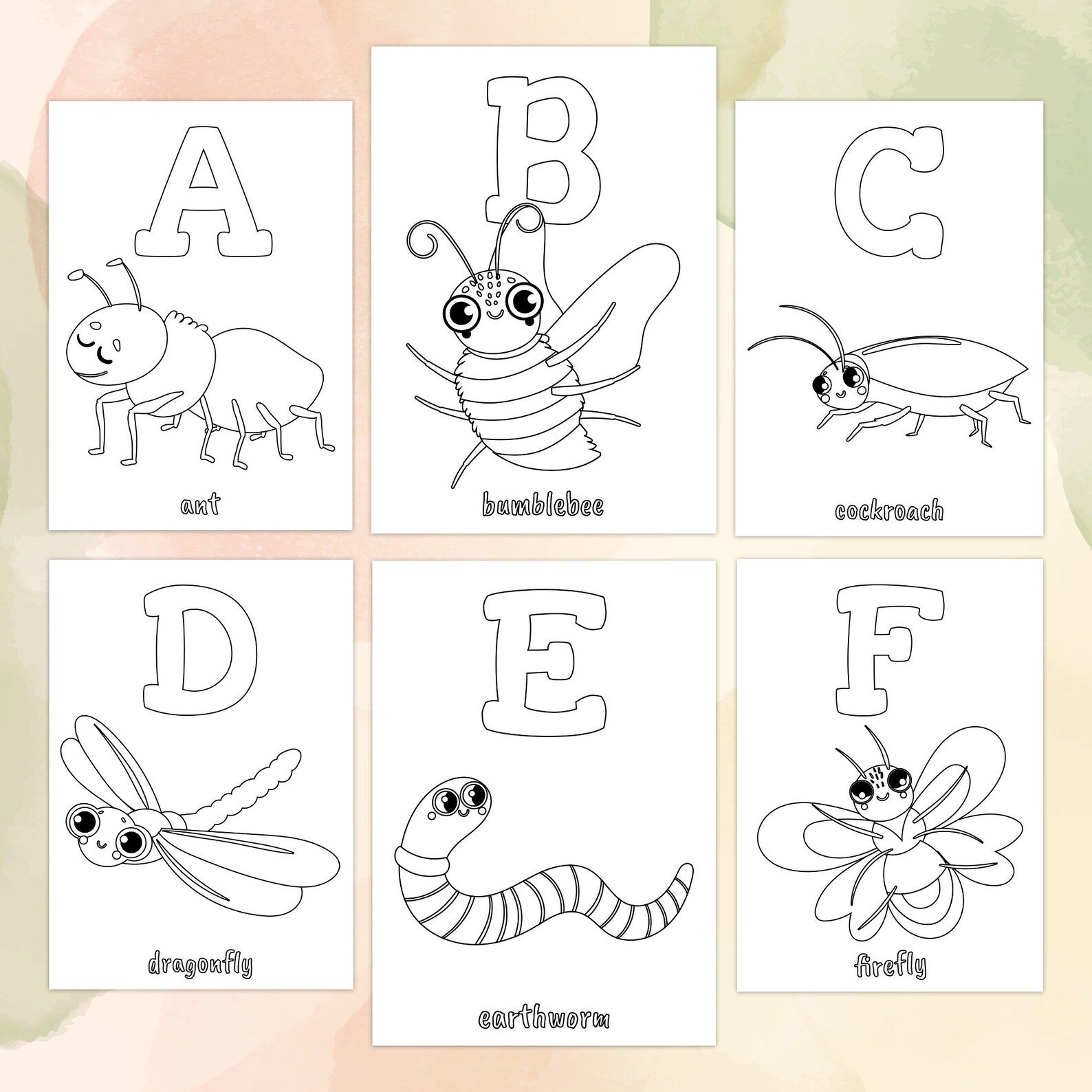 A-Z Insects Coloring Pages for Toddlers and Preschoolers - Printable A ...