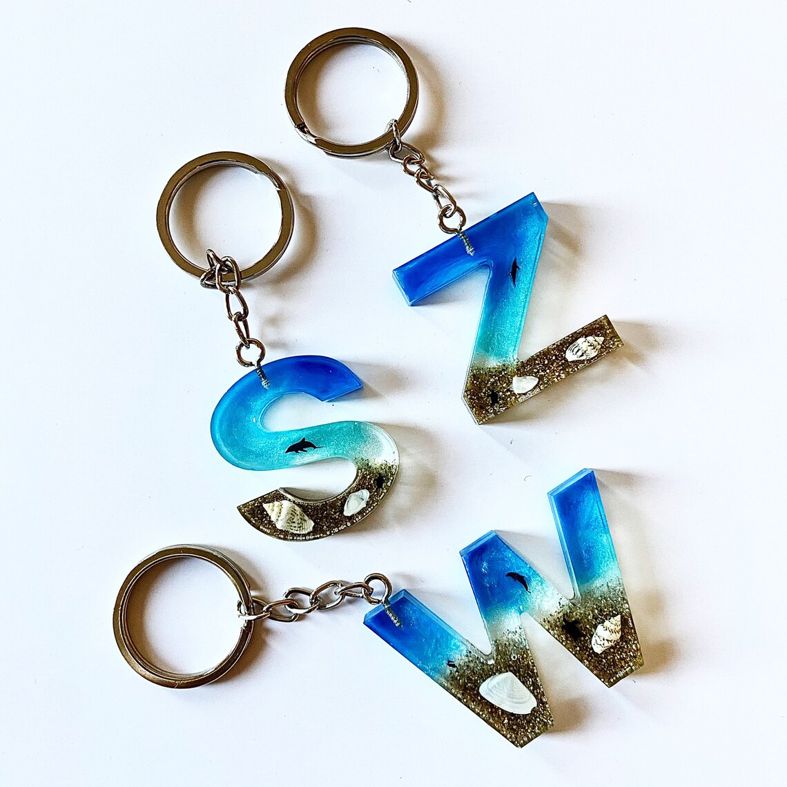 Resin Ocean Keyrings, Personalized Resin Gift, Gift for Her, Gift for ...