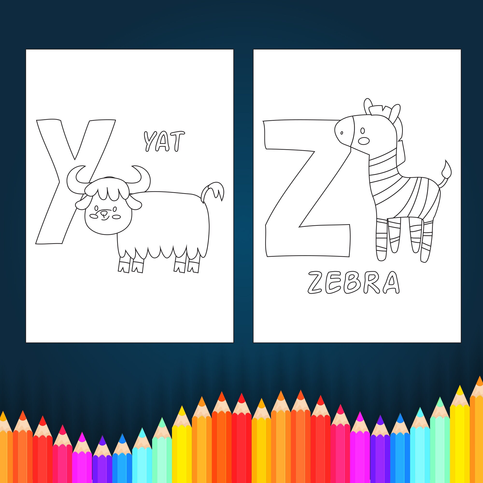 A-Z Animals Coloring Pages for Toddlers and Preschoolers - Printable A ...
