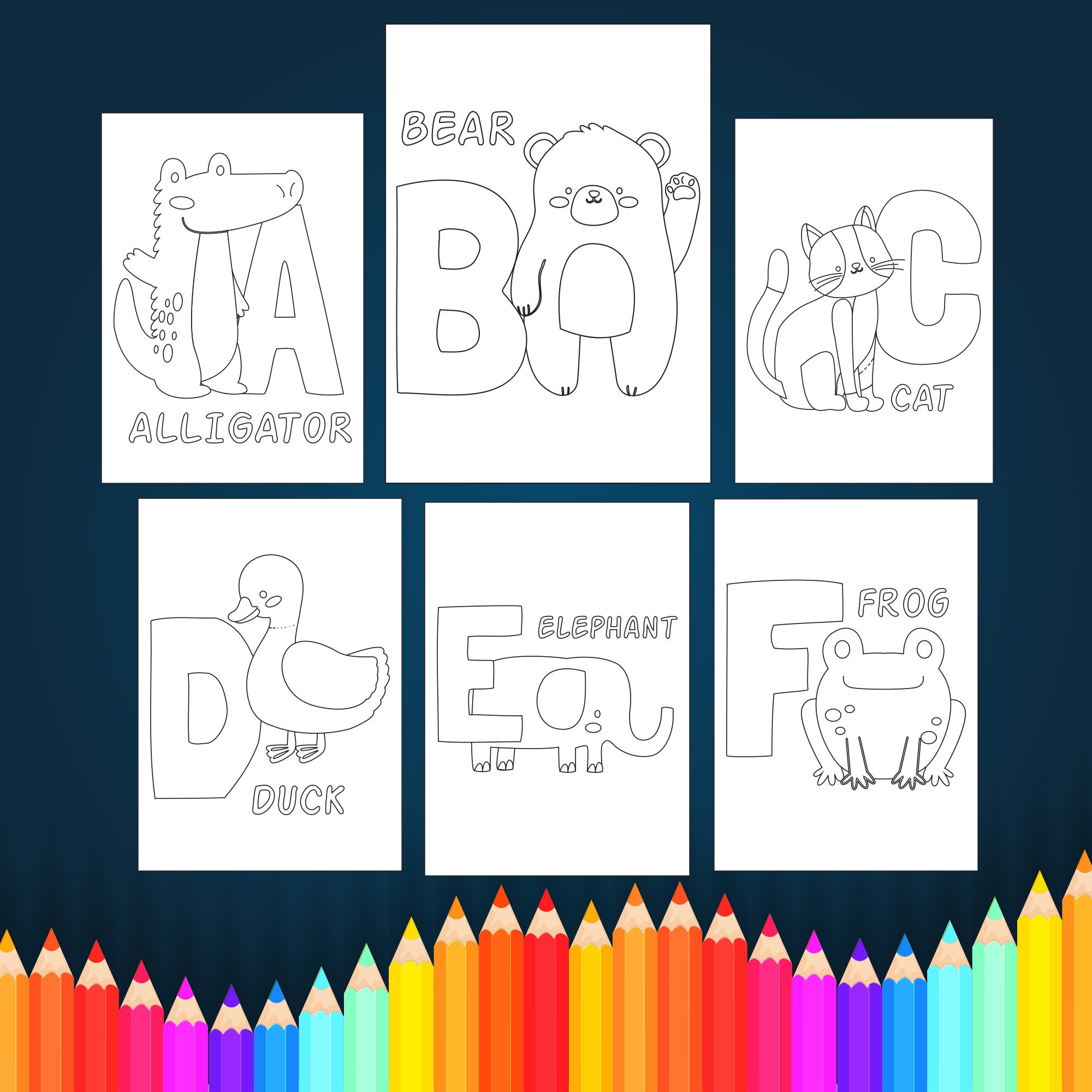 A-Z Animals Coloring Pages for Toddlers and Preschoolers - Printable A ...