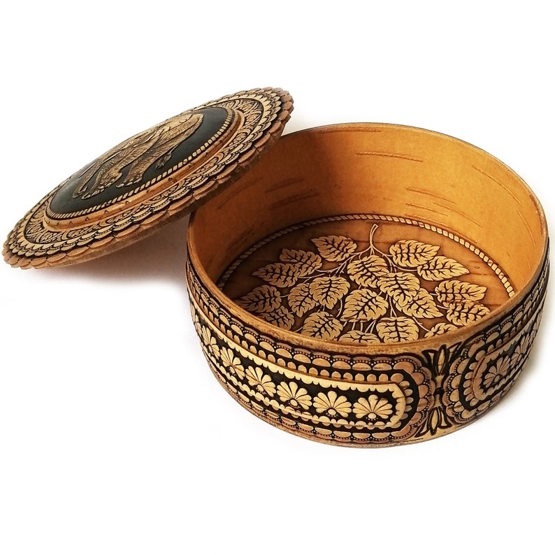 Eco-friendly Birch Bark Box With Embossed Elephant: A Unique Handmade ...
