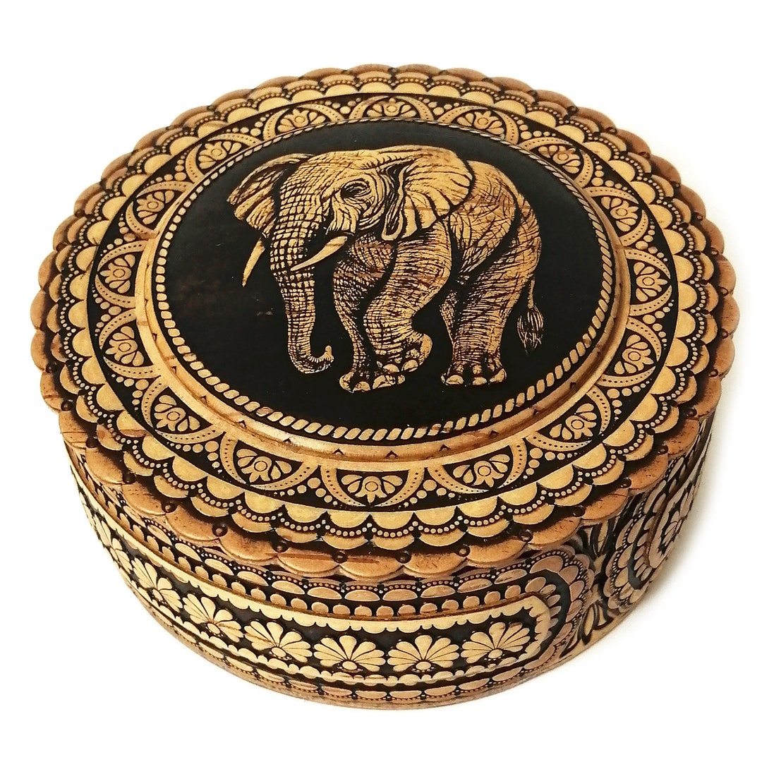 Eco-friendly Birch Bark Box With Embossed Elephant: A Unique Handmade ...