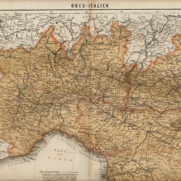 Antique Map of Turin - Etsy