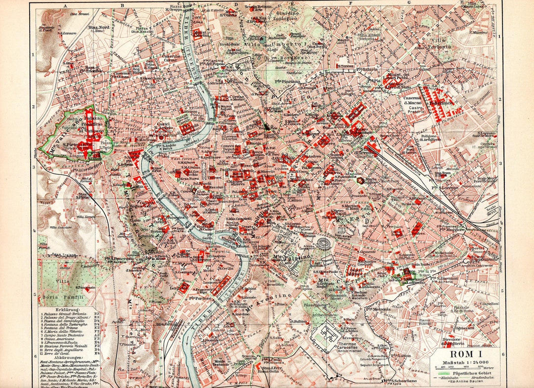 Original antike Landkarte Stadtplan Rom 1929 - Etsy.de