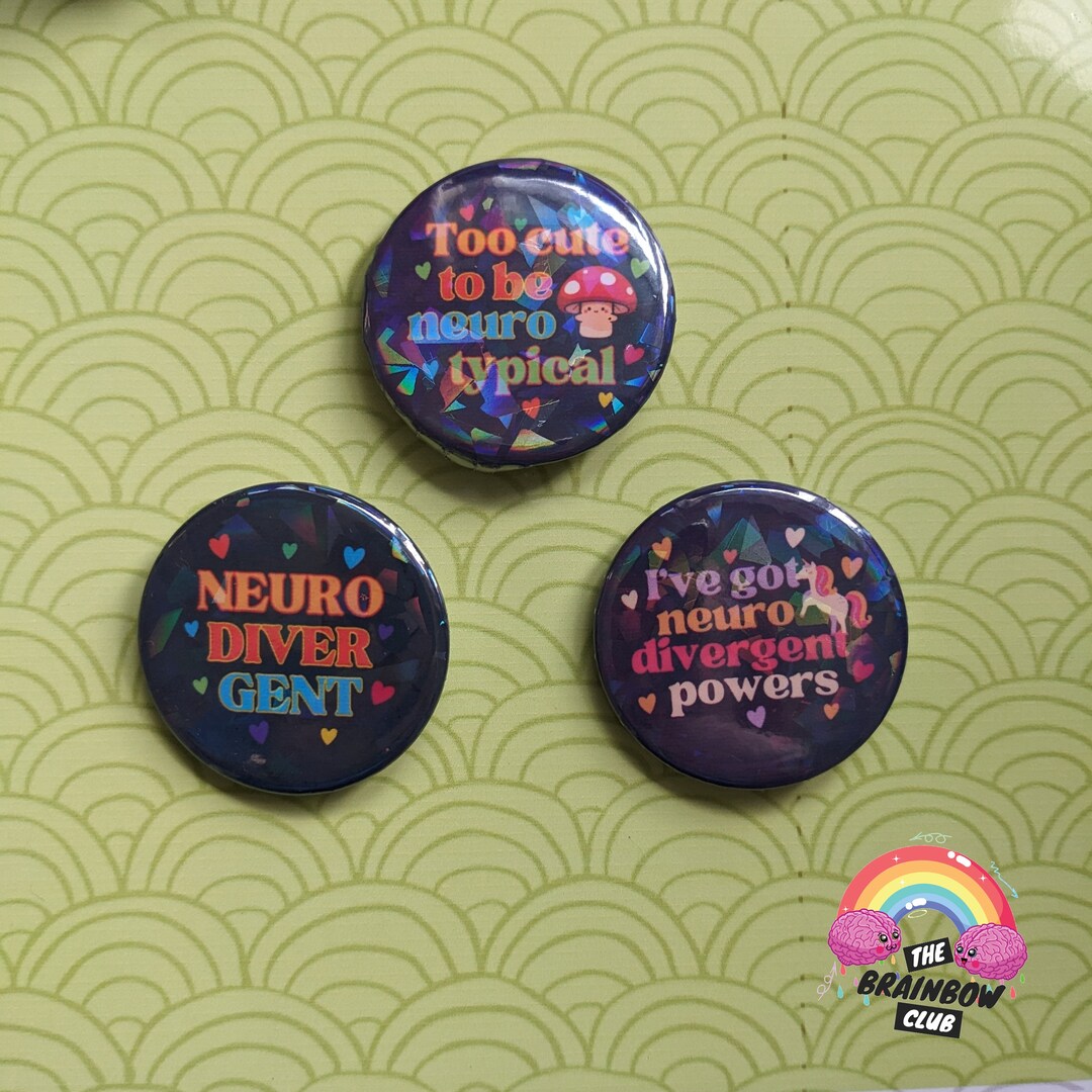 Mental Illness Neurodivergent Button Pin Name Tag Badges Set Advocate ...