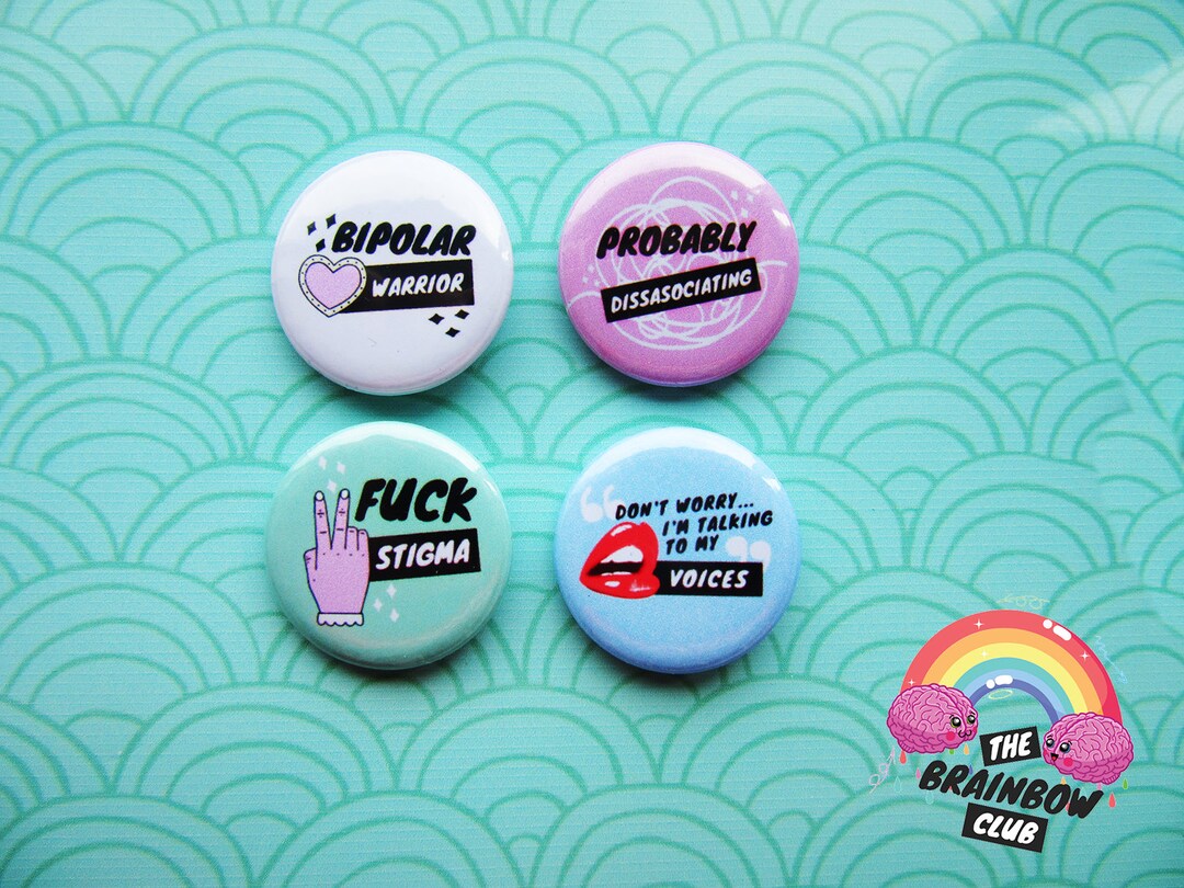 Bipolar Disorder Mental Illness Stigma Advocate Badge Set Gift Health ...