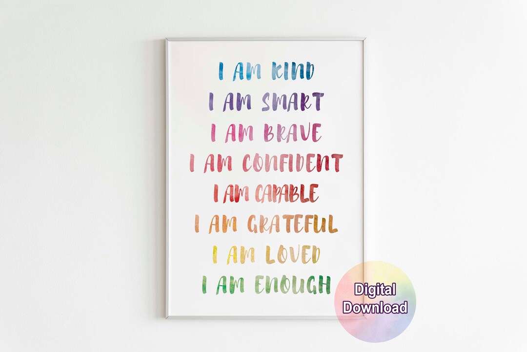 Watercolor Rainbow Affirmations for Kids I Am Kind Smart - Etsy UK