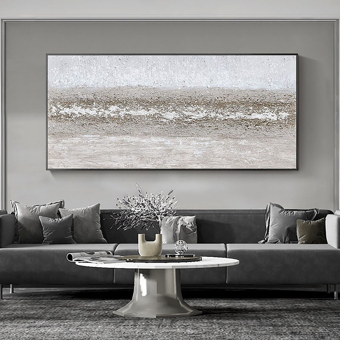 Abstract White Wall Art Framed Textured Landscape Wall Art - Etsy