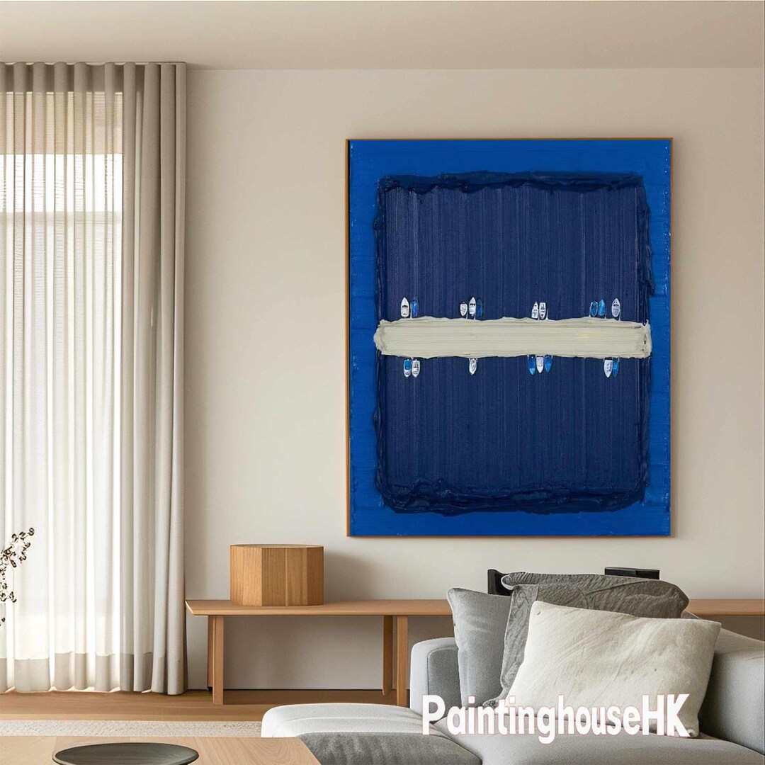 Large Blue Texture Painting Abstract Seascape Oil Painting Blue ...