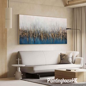 Large Blue Gray Texture Abstract Painting Blue and Gray Canvas Art ...