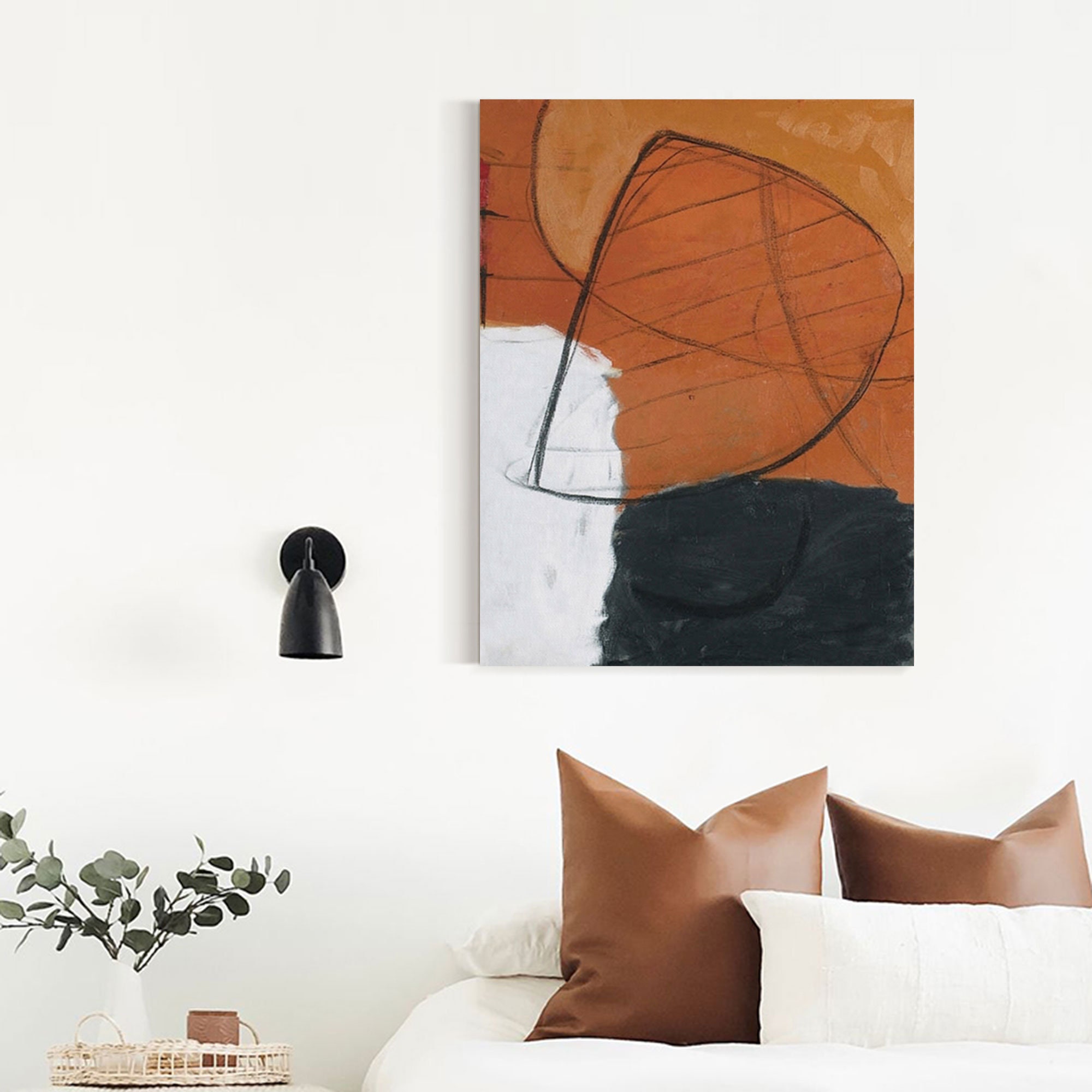 Large Abstract Brown Painting on Canvas, Minimalist Wall Art , Original ...