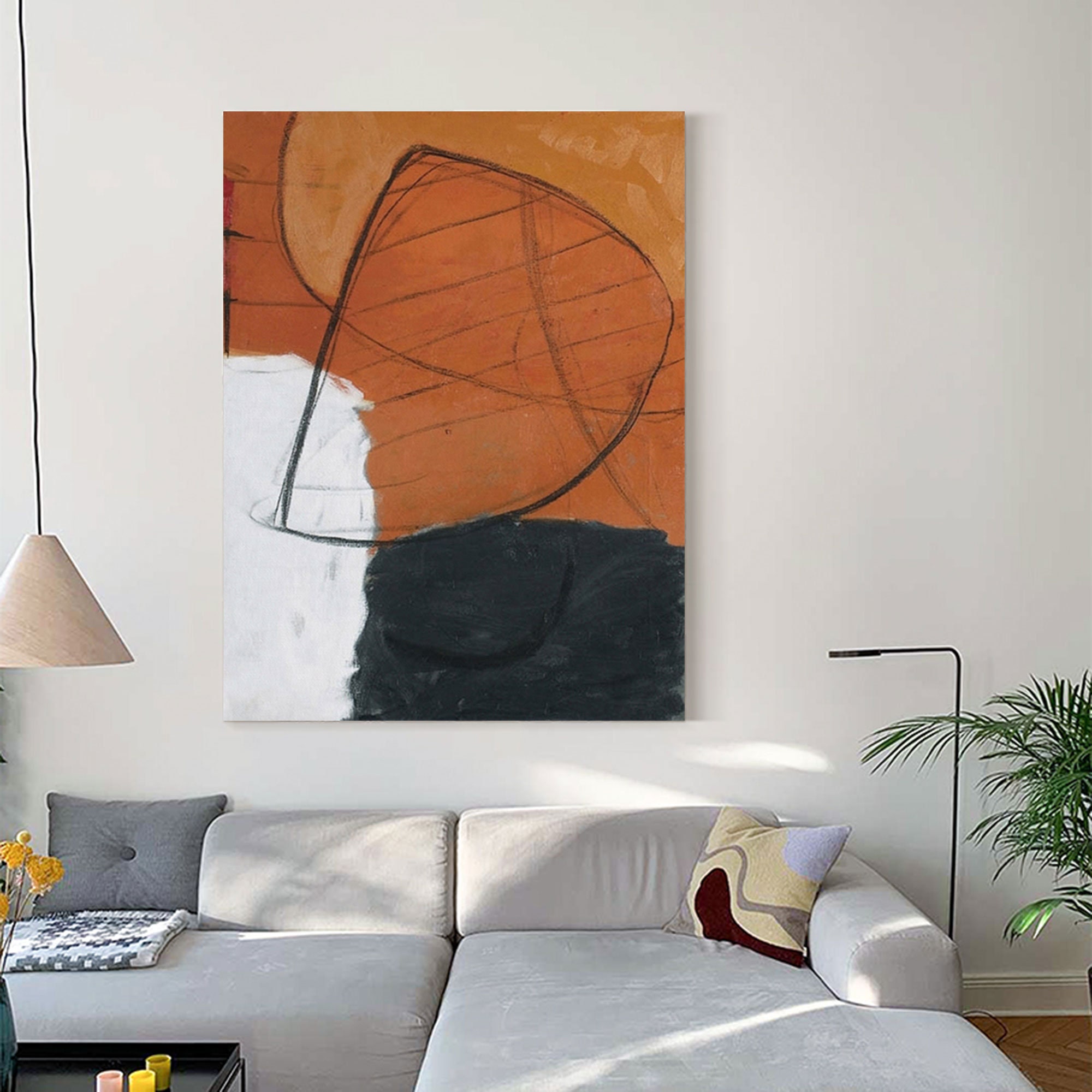 Large Abstract Brown Painting on Canvas, Minimalist Wall Art , Original ...