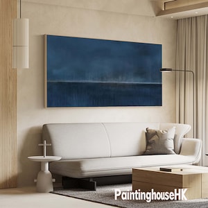 Blue Abstract Wall Art Large Canvas Painting Navy Minimalist Texture ...