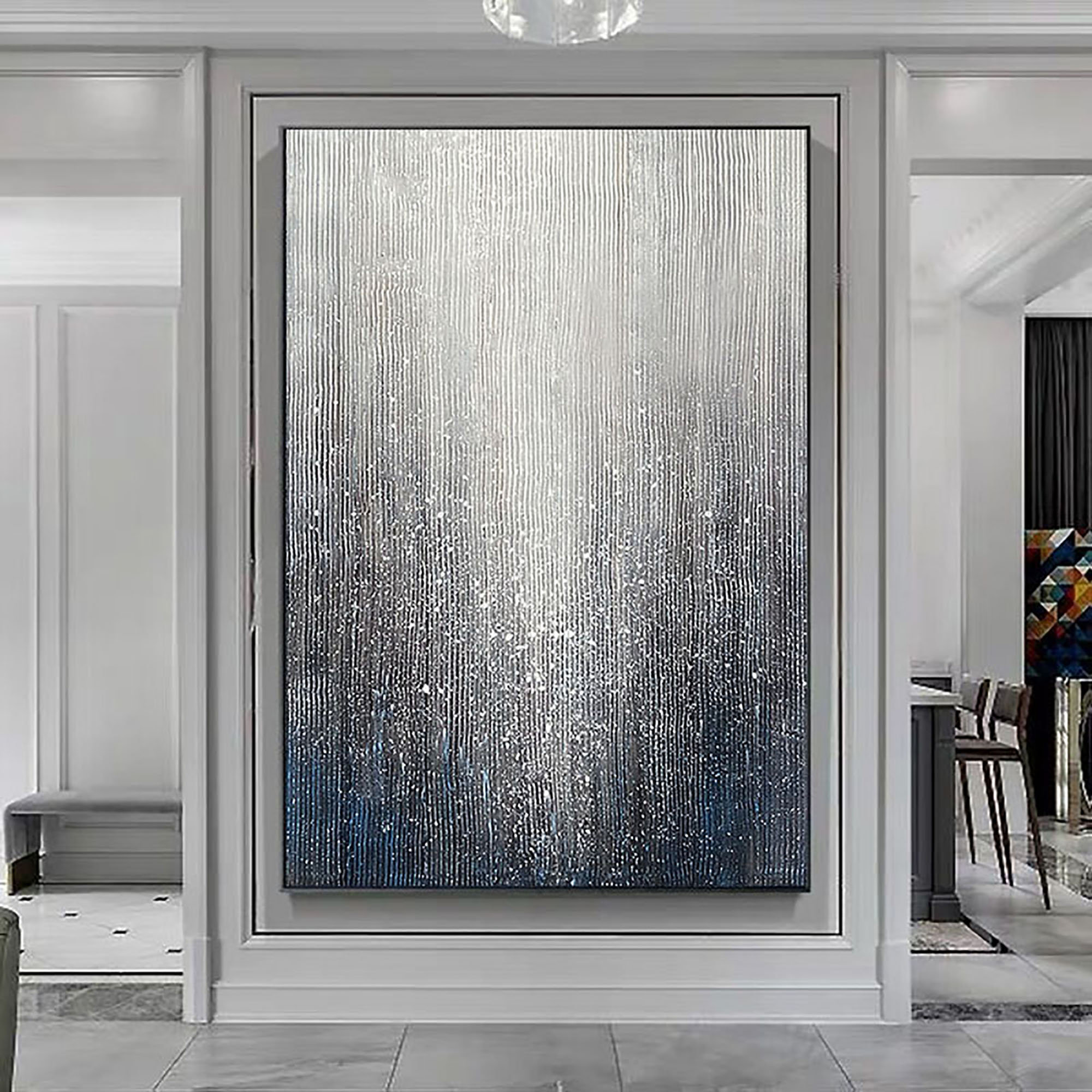 Bule Painting Gray Texture Abstract Painting Blue and Gray Canvas Art ...