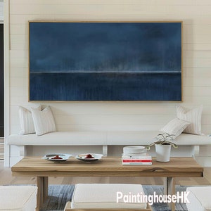Large Blue Wall Art Navy Blue Painting Dark Blue Abstract Art Textured ...