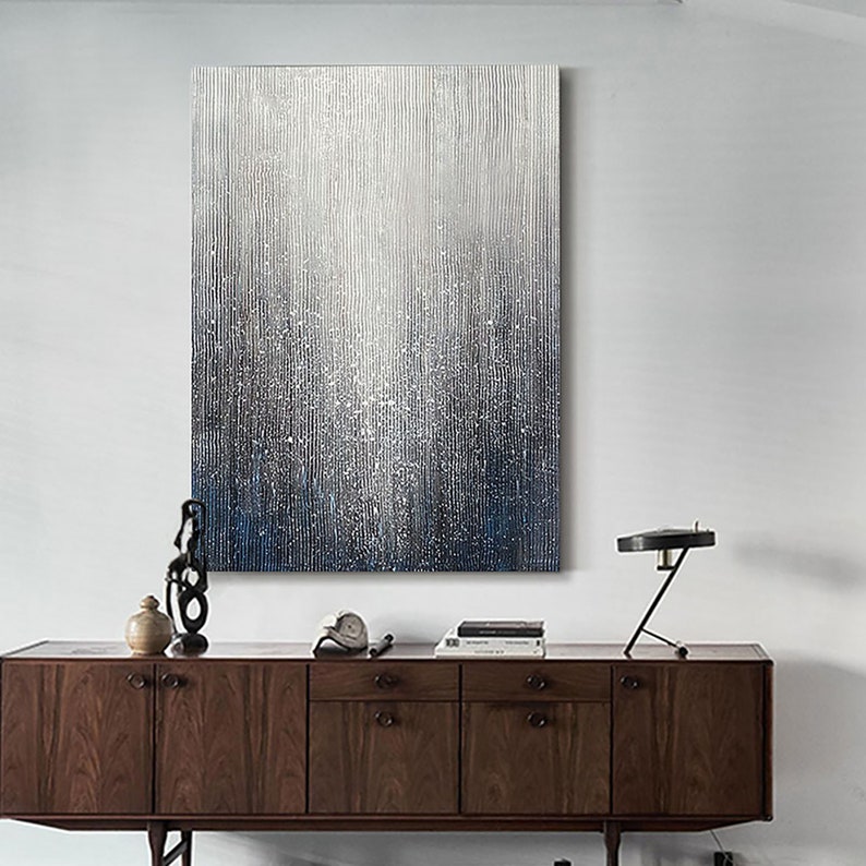 Bule Painting Gray Texture Abstract Painting Blue and Gray Canvas Art ...
