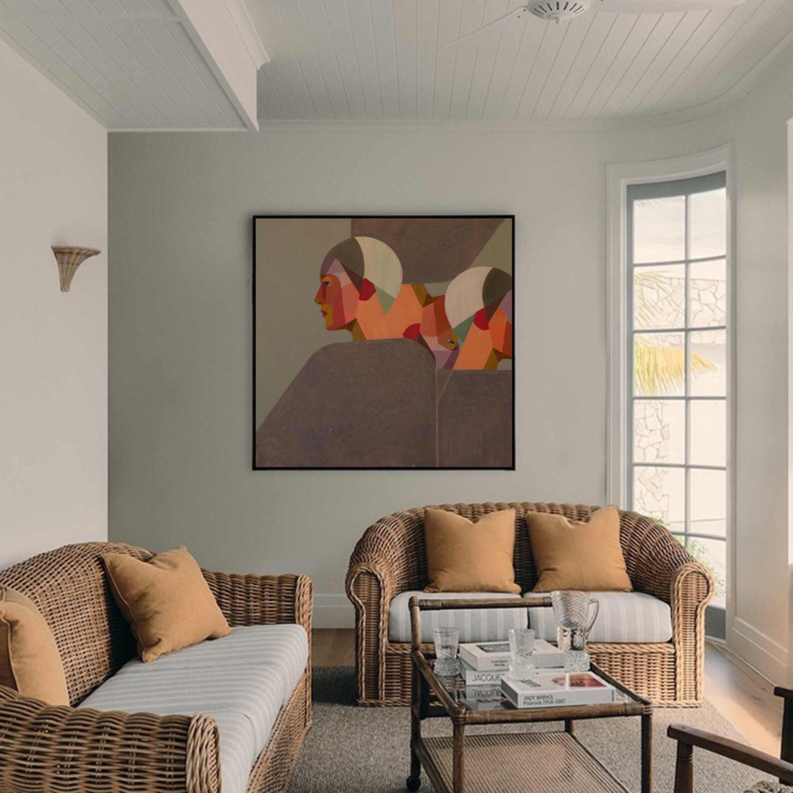 Abstract Woman Portrait Brown Abstract Figure Painting Cubist Style ...