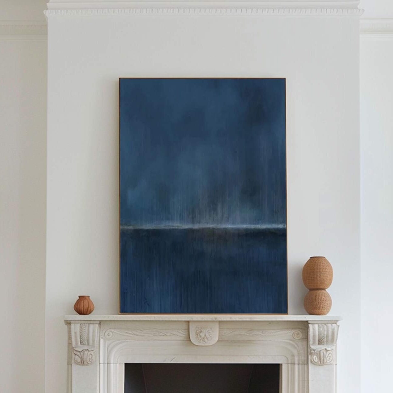 Large Blue Abstract Painting Dark Blue Painting Blue Wall Art Blue ...