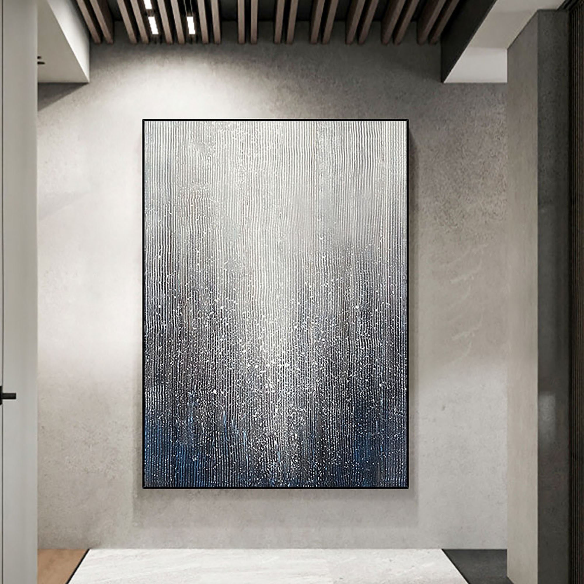Bule Painting Gray Texture Abstract Painting Blue and Gray Canvas Art ...