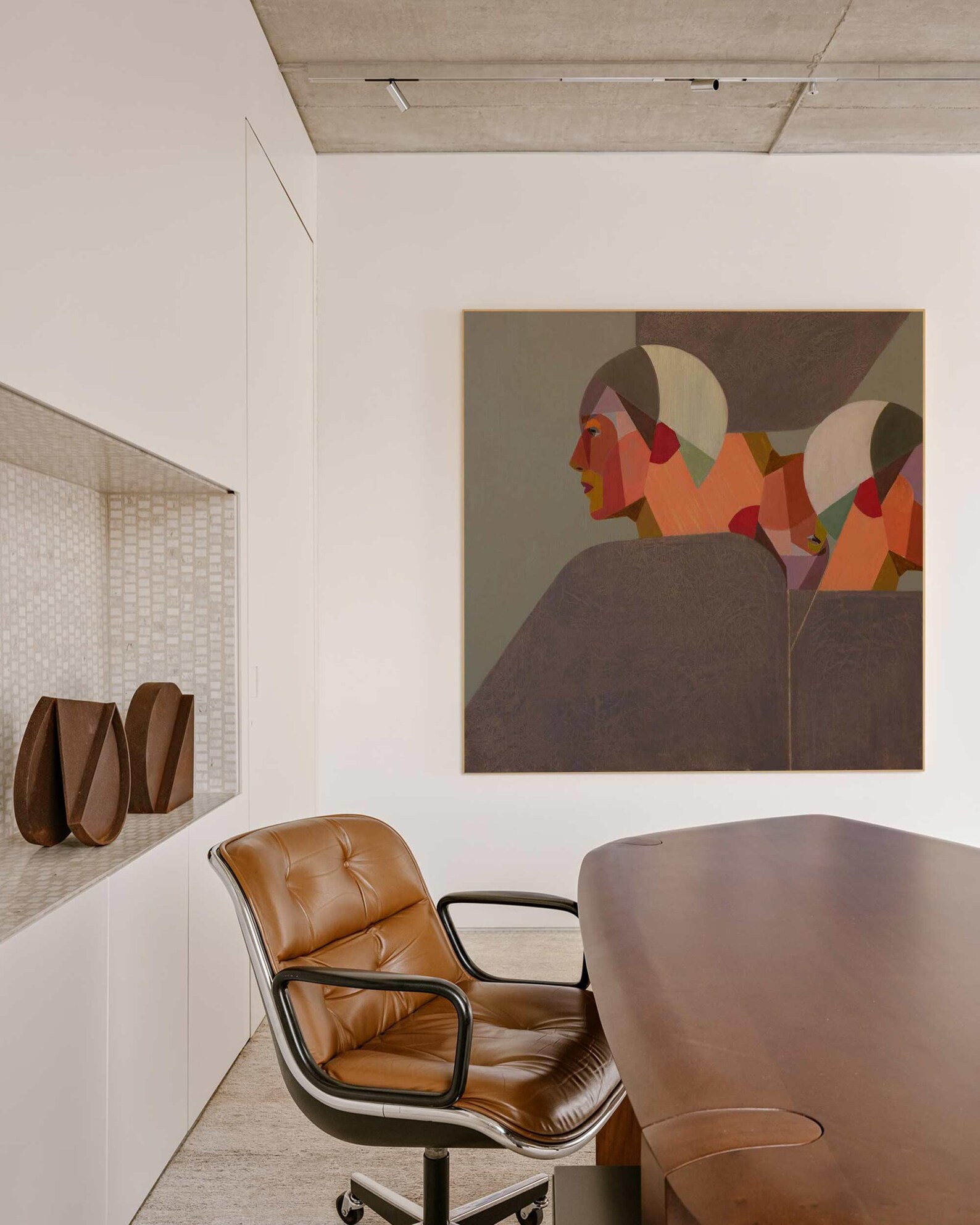 Abstract Woman Portrait Brown Abstract Figure Painting Cubist Style ...