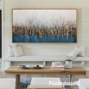 Large Blue Gray Texture Abstract Painting Blue and Gray Canvas Art ...