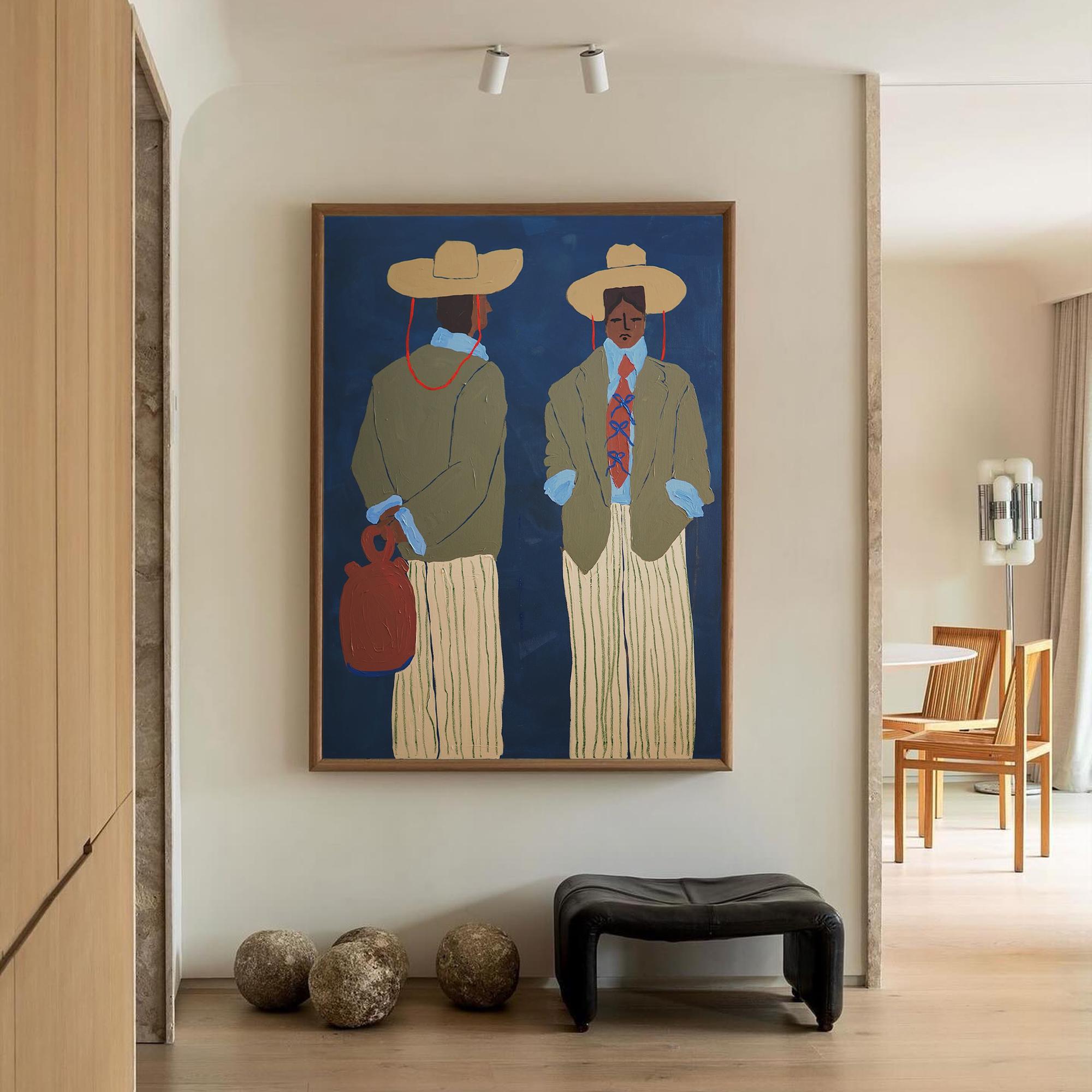 Western Cowboy Duo Wall Art Minimalist Painting Modern Home Decor - Etsy