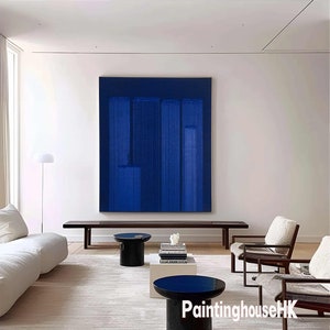 Blue Textured Art Large Blue Minimalist Painting Blue Abstract Wall Art ...