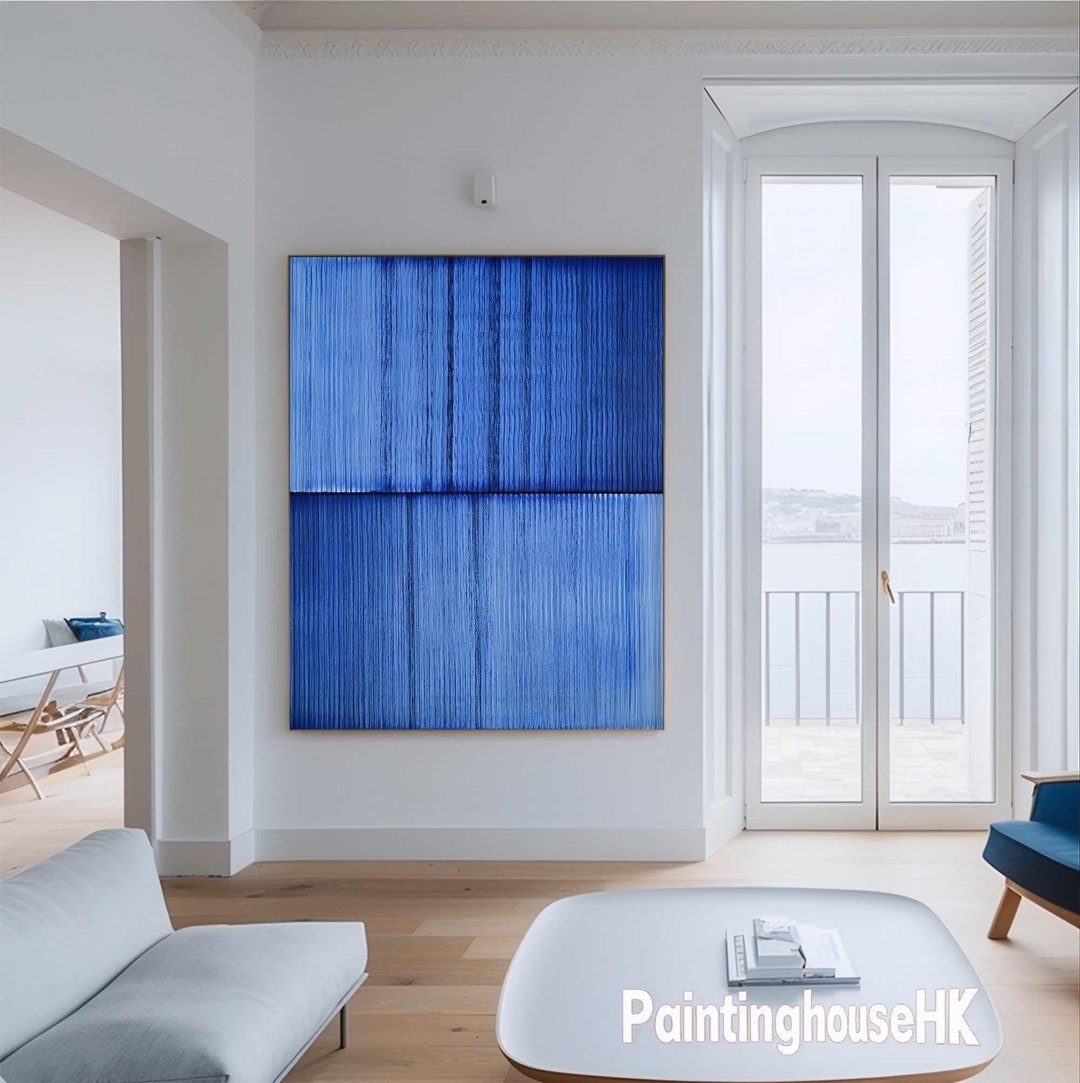 Blue Minimalist Painting Blue Textured Art Boho Painting Blue Abstract ...