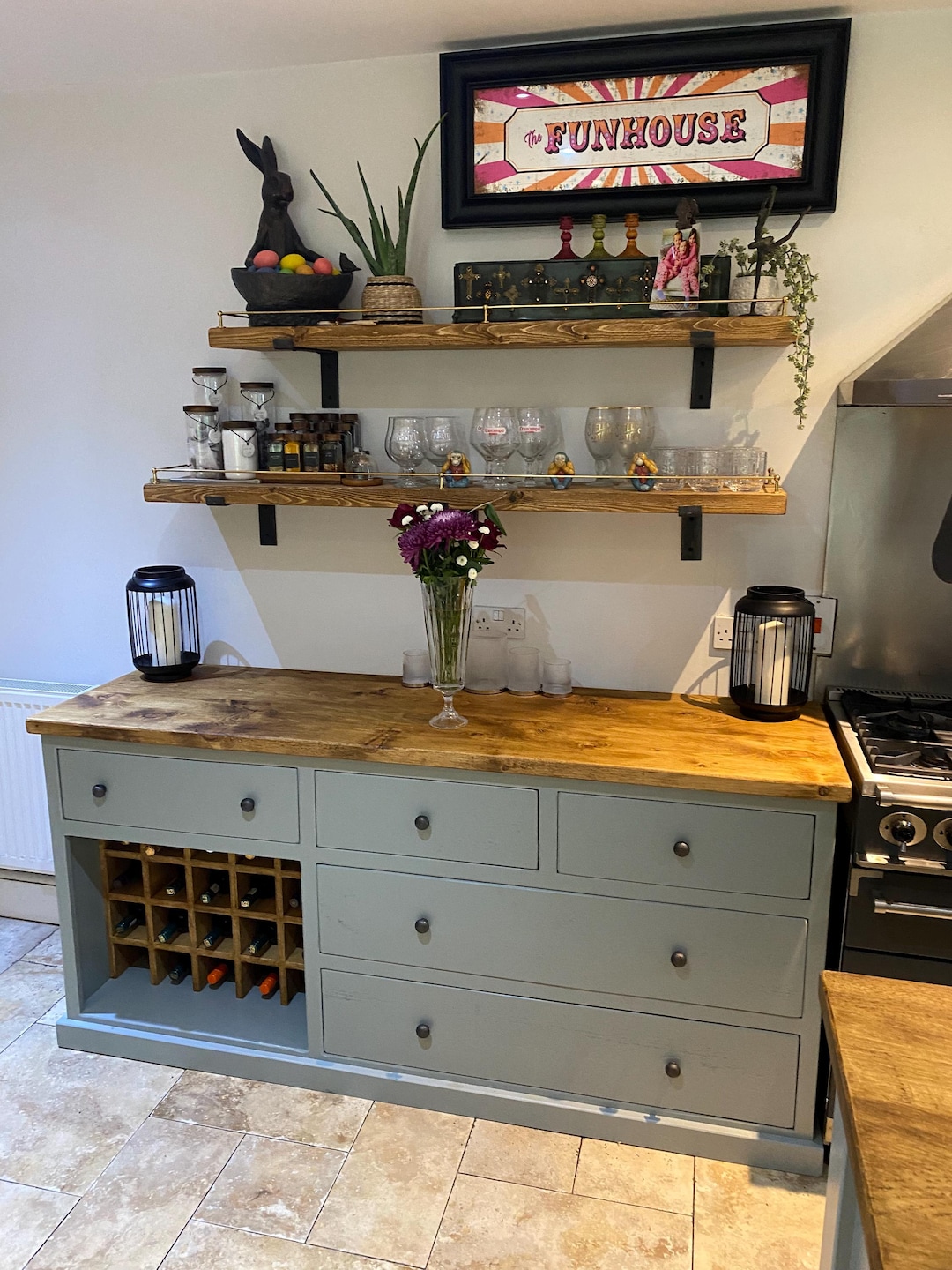 Rustic Wine Rack Base Unit: Solid Wood Kitchen Furniture - Etsy