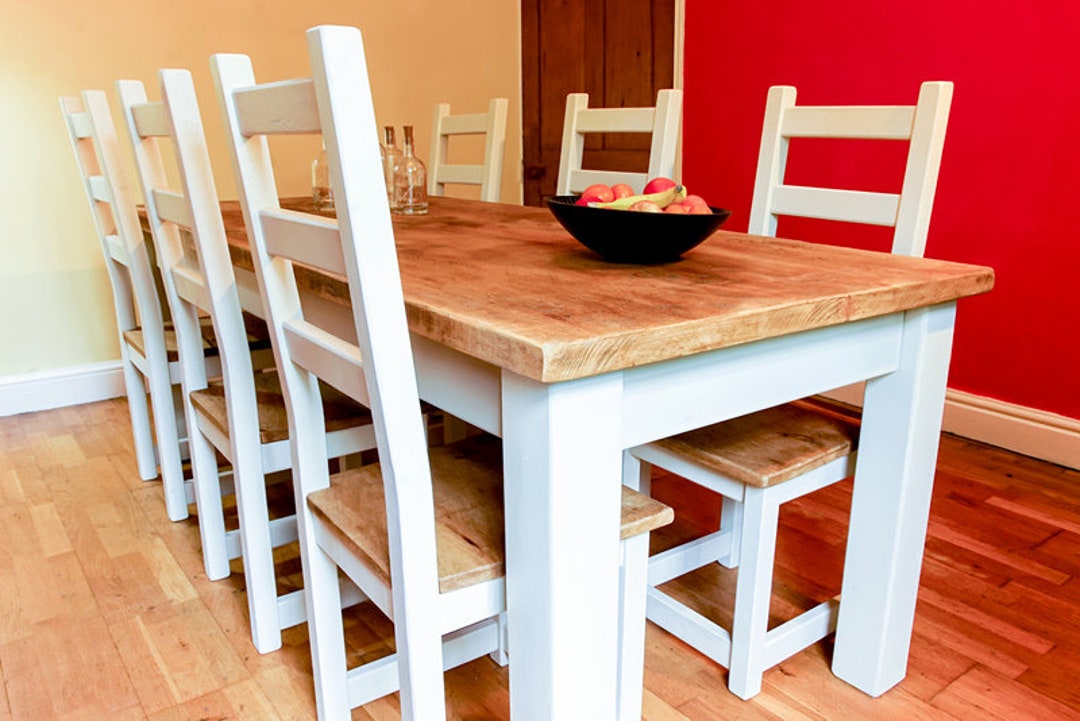 Handmade Solid Wood Farmhouse Table and Chair Set. Waxed and Farrow and ...