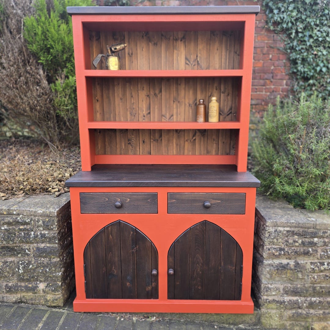 Redfern Gothic Rustic Small Welsh Dresser. Freestanding Kitchen ...