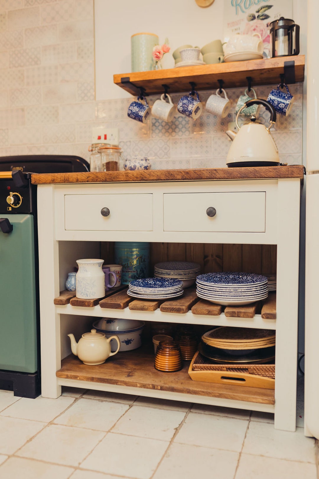 Solid Wood Freestanding 2 Drawer Kitchen Buffet Unit - Etsy