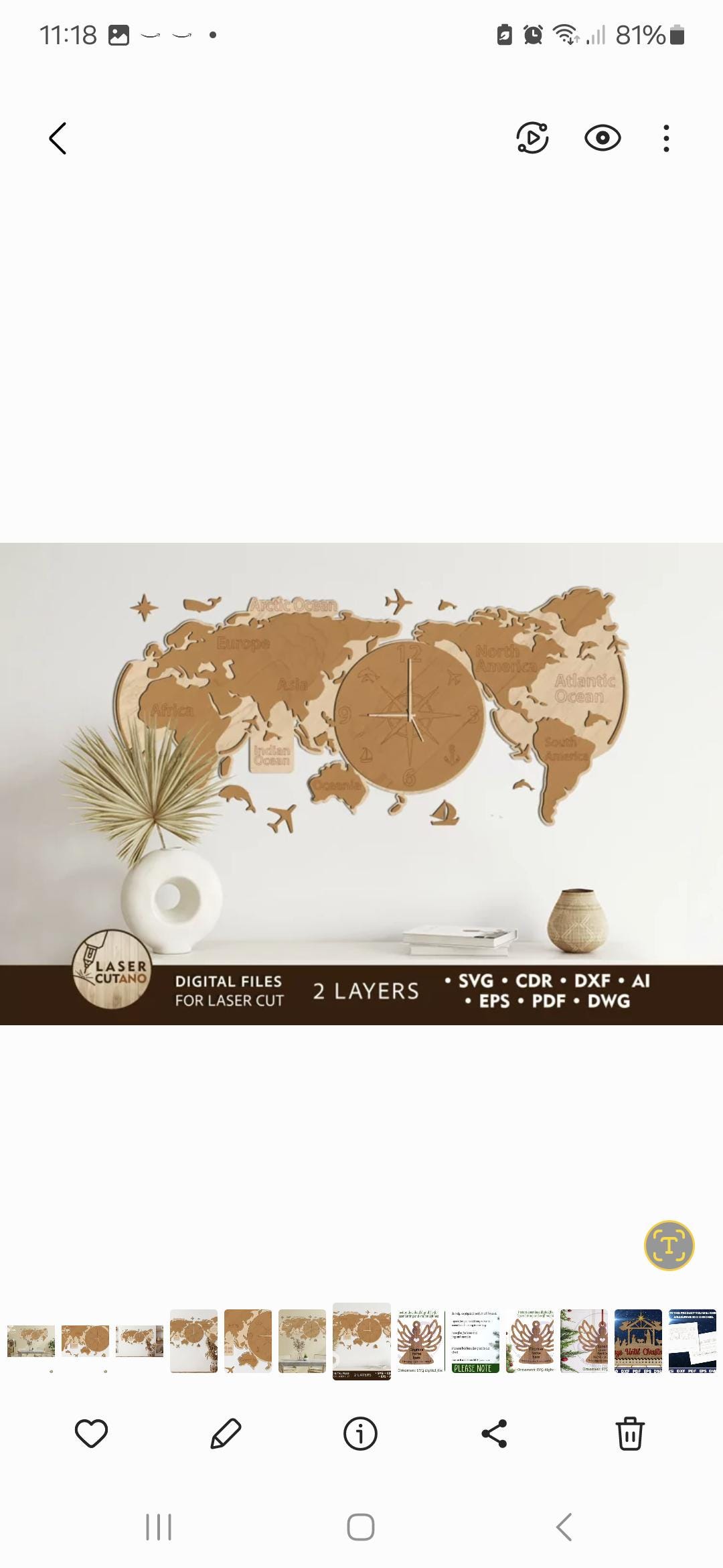 Lasercut File Clock World Map Wooden Wall Art Decoration Cut Template ...